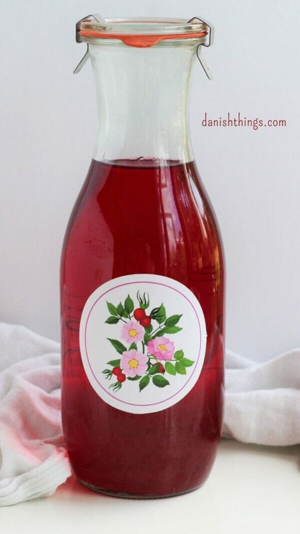 Easy rose syrup - a rosehip rose petal simple syrup - Danish Things
