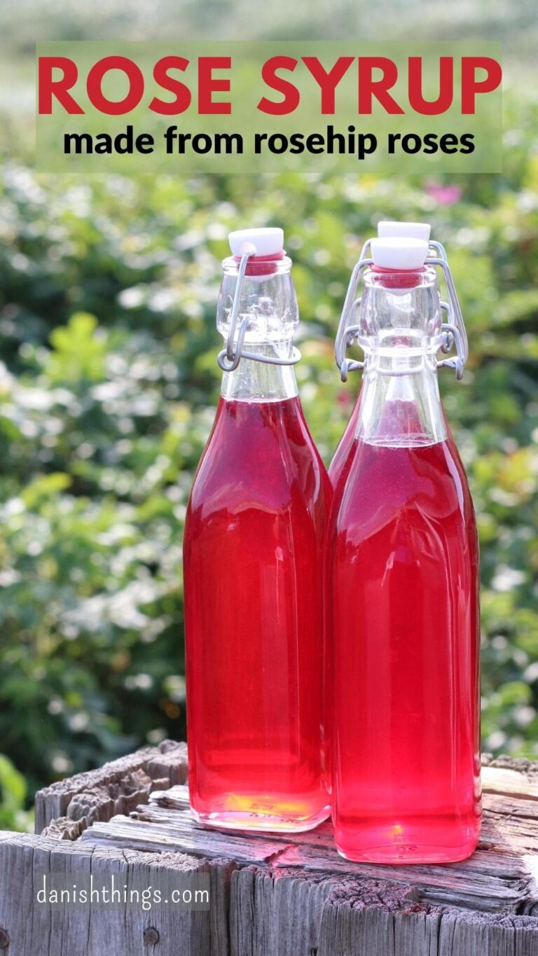 Easy rose syrup - a rosehip rose petal simple syrup - Danish Things