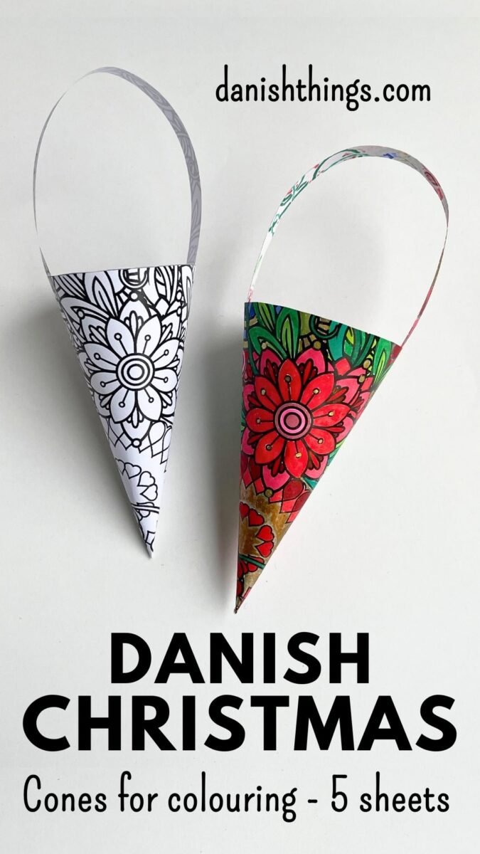 Danish Christmas - Cones for colouring - 5 sheets - Danish Things