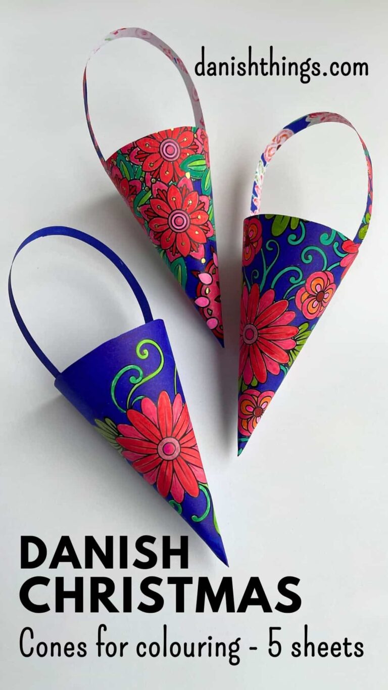 Danish Christmas - Cones for colouring - 5 sheets - Danish Things